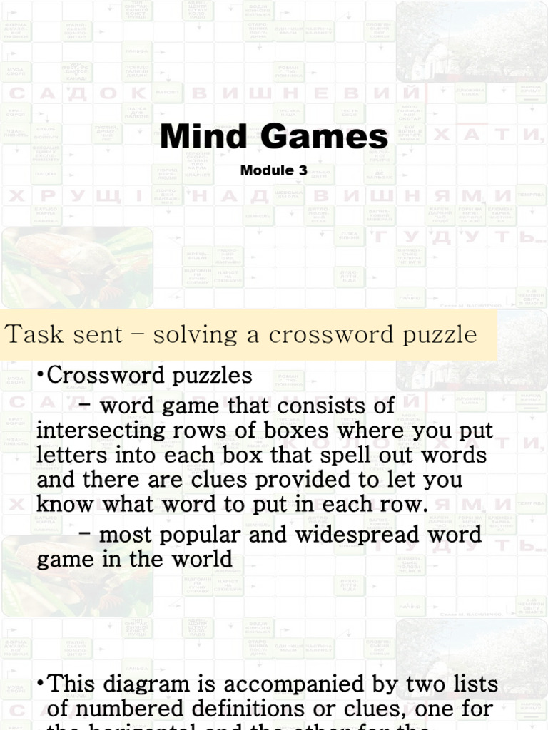Module 3 Mind Games | PDF | Crossword | Puzzles
