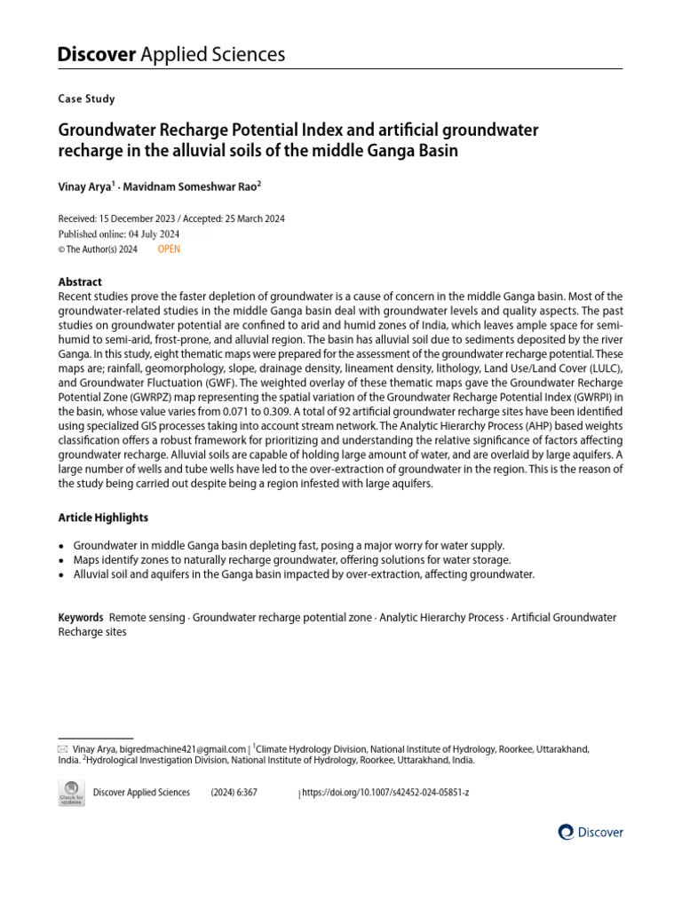 Discover Applied Sciences | PDF | Groundwater | Aquifer