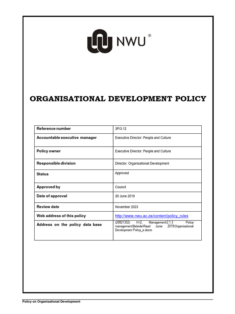 3P-3.12 Organisational Development Policy e | PDF | Organization ...