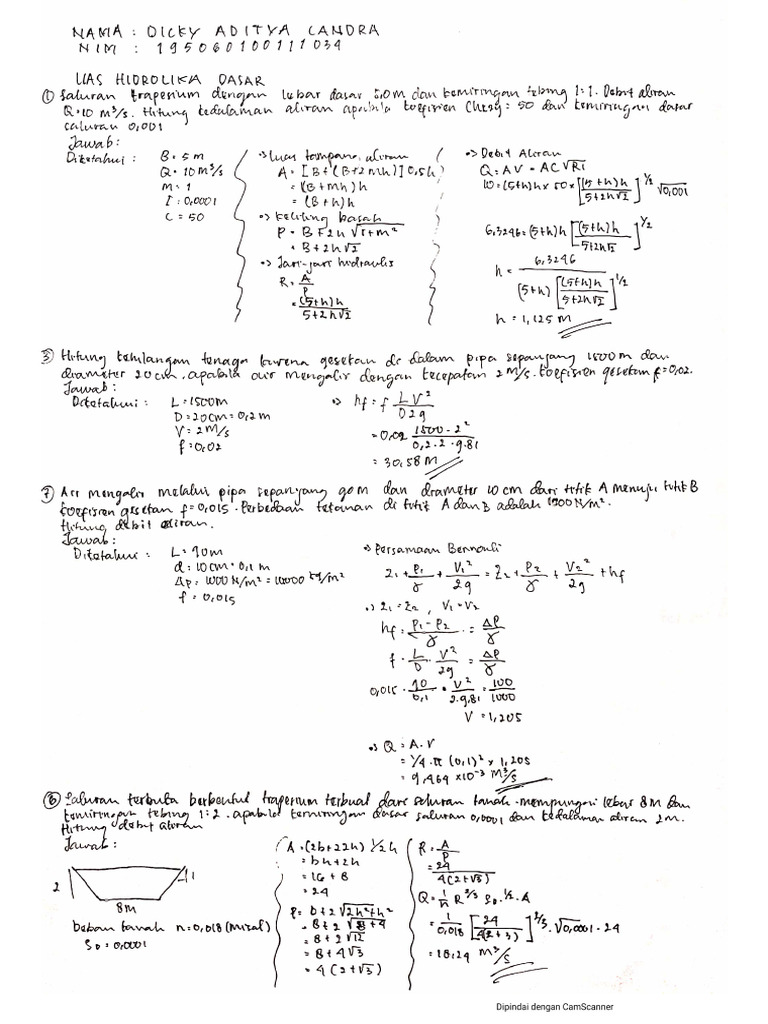Uas Hidrolika Dasar | PDF