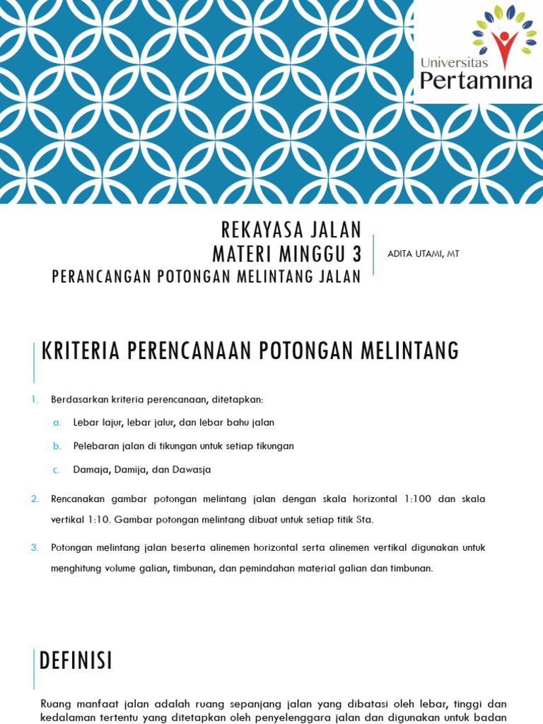 Perancangan Potongan Melintang Jalan WK3 | PDF
