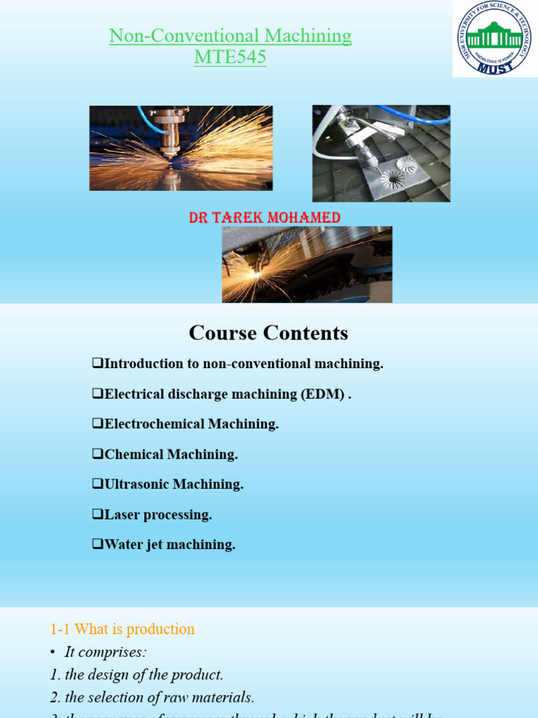 Lecture 1 Non-Conventional Machining | PDF | Machining | Industrial Processes