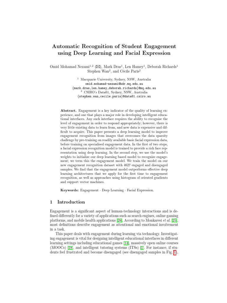 Automatic Recognition of Student Engagement Using Deep Learning and ...