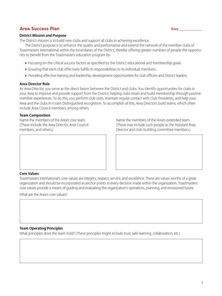 Area Success Plan Ffe | PDF | Goal | Communication