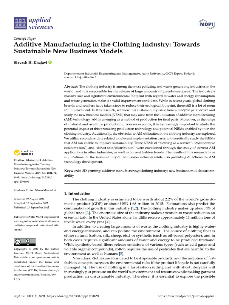 Additive Manufacturing | PDF | Textiles | Corporate Social Responsibility