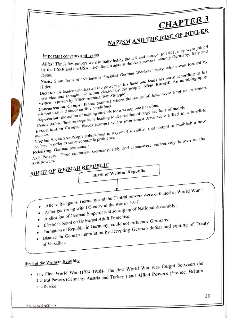 Nazism and The Rise of Hitler Printed Notes | PDF