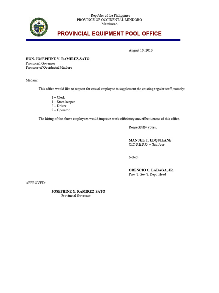 Request of Casual To PSB | PDF