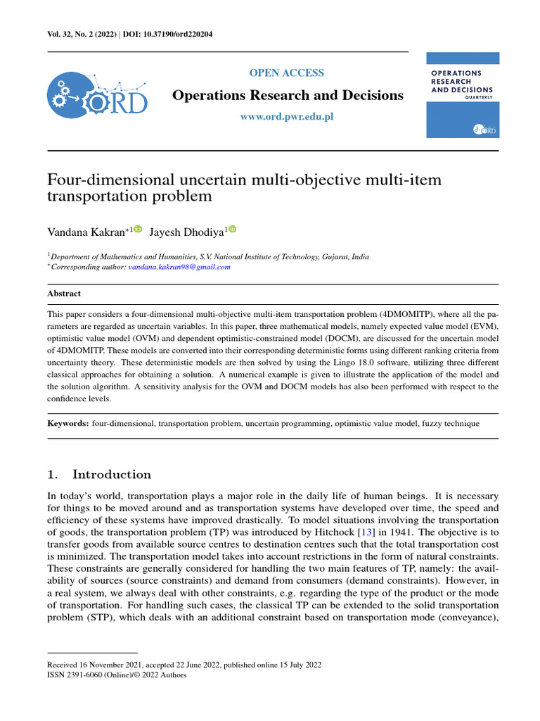 ORD Paper | PDF | Fuzzy Logic | Applied Mathematics