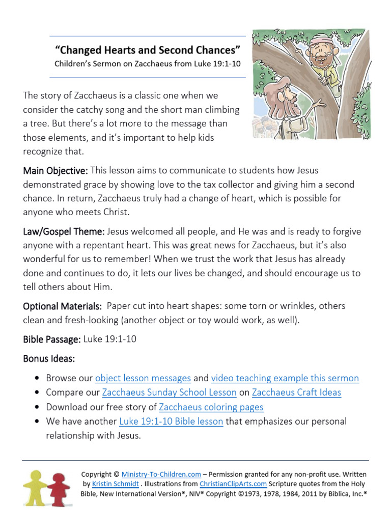 Childrens Sermon Zacchaeus Luke 19 - 1 10 Changed Heart Object Lesson ...