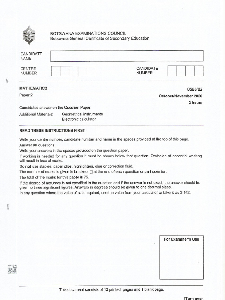 2020 Bgcse PP2 | PDF