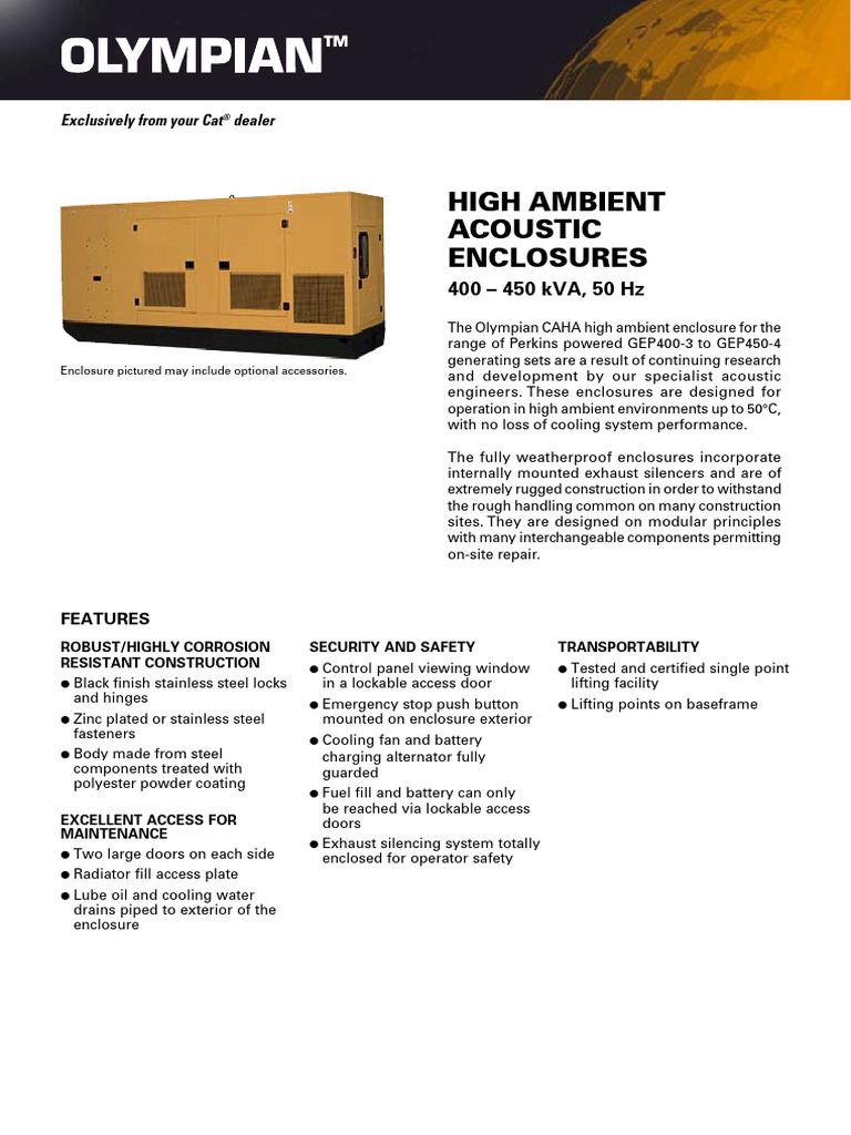 HIGH AMBIENT Enclosure 400-450kva | PDF | Door
