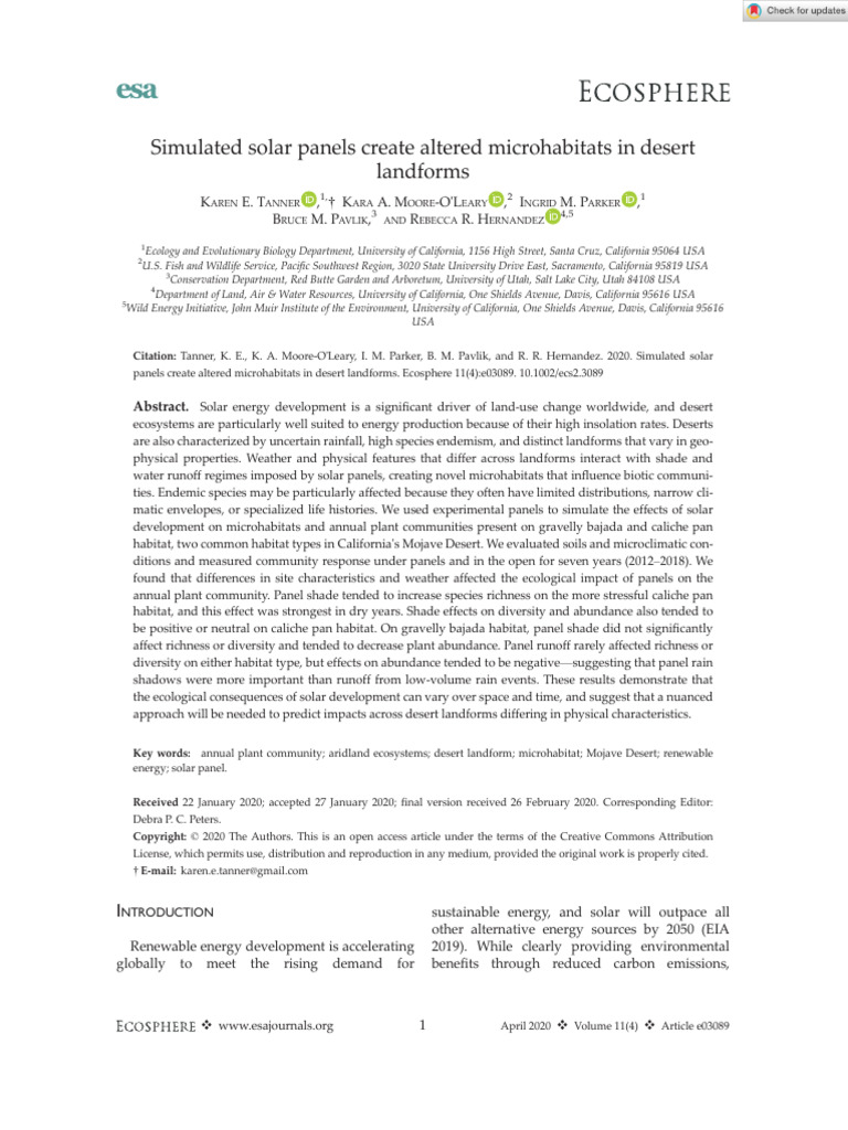 2020 - Tanner - Simulated Solar Panels Create Altered Microhabitats in ...