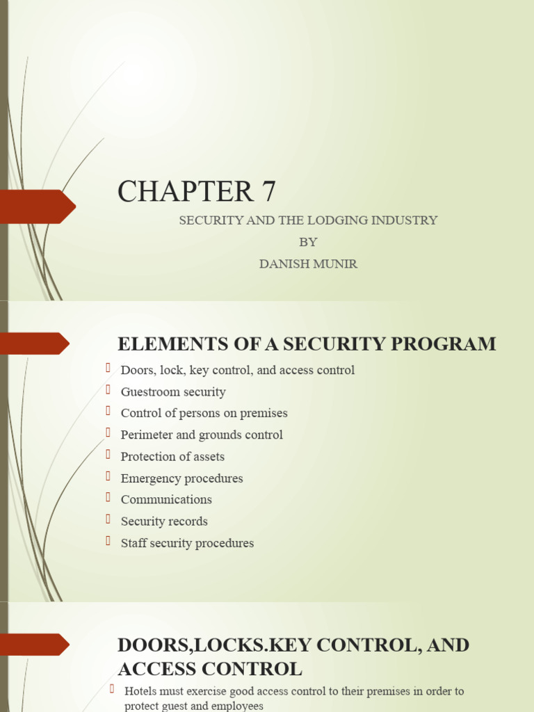 CHAPTER 7 Security and The Lodging Industry | PDF | Security Guard | Payment Card Industry Data ...