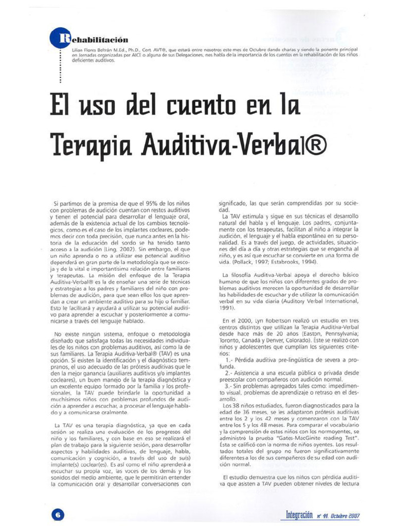Cuento en Terapia Auditivo Verbal | PDF
