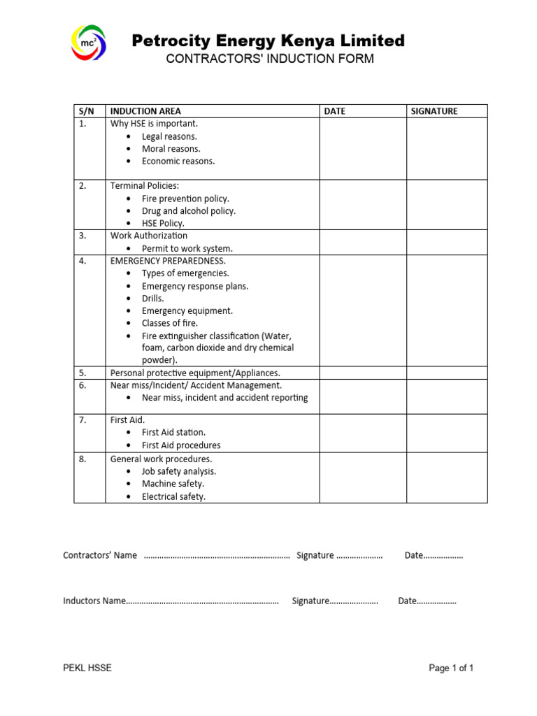Petrocity Energy Contractors Induction Guide | PDF | Technology ...
