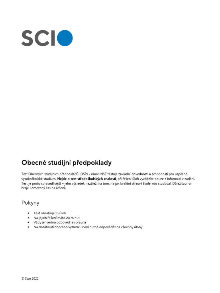 Test OSP Kratky | PDF