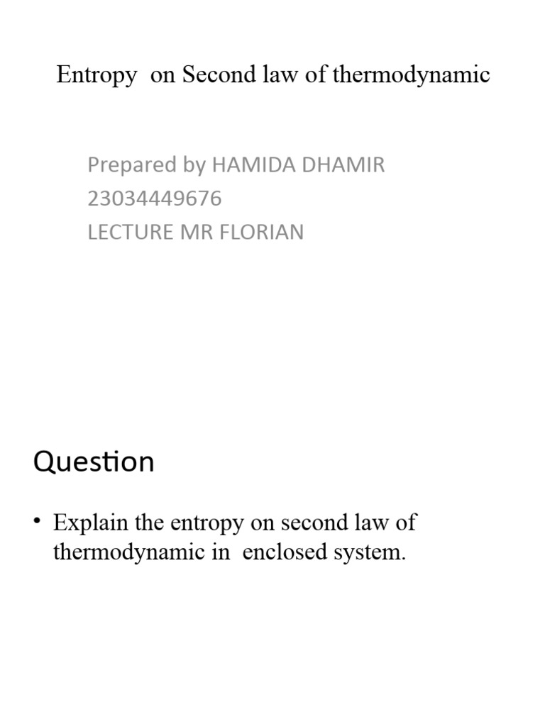 Understanding Entropy in Thermodynamics | PDF | Entropy | Second Law Of ...