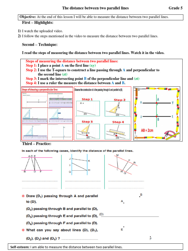 Ali Fadi Muslemani - The Distance Between Two Parallel Lines - Sheet | PDF