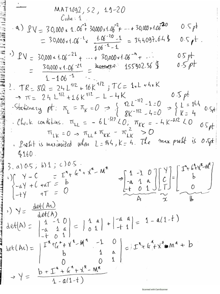 Solution Final Exam 1920-Code1 2 | PDF