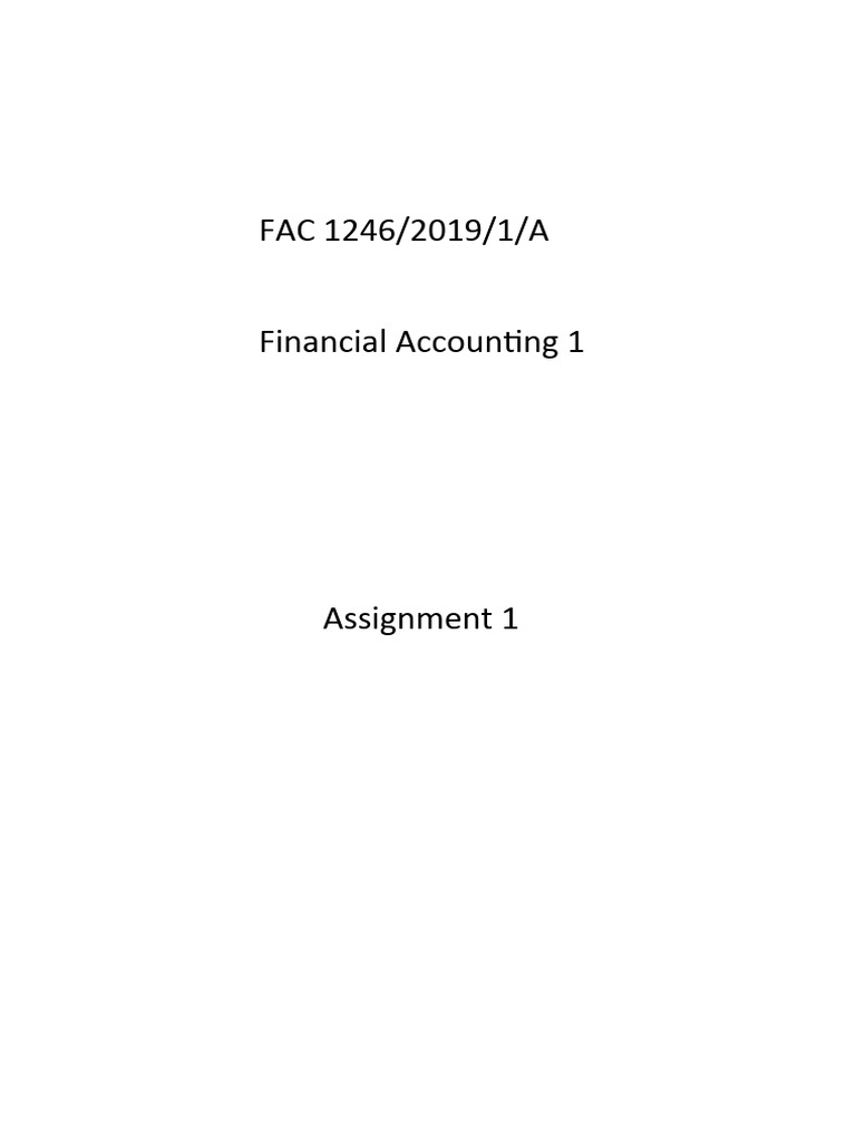 Assignment 1 Financial Accounting | PDF