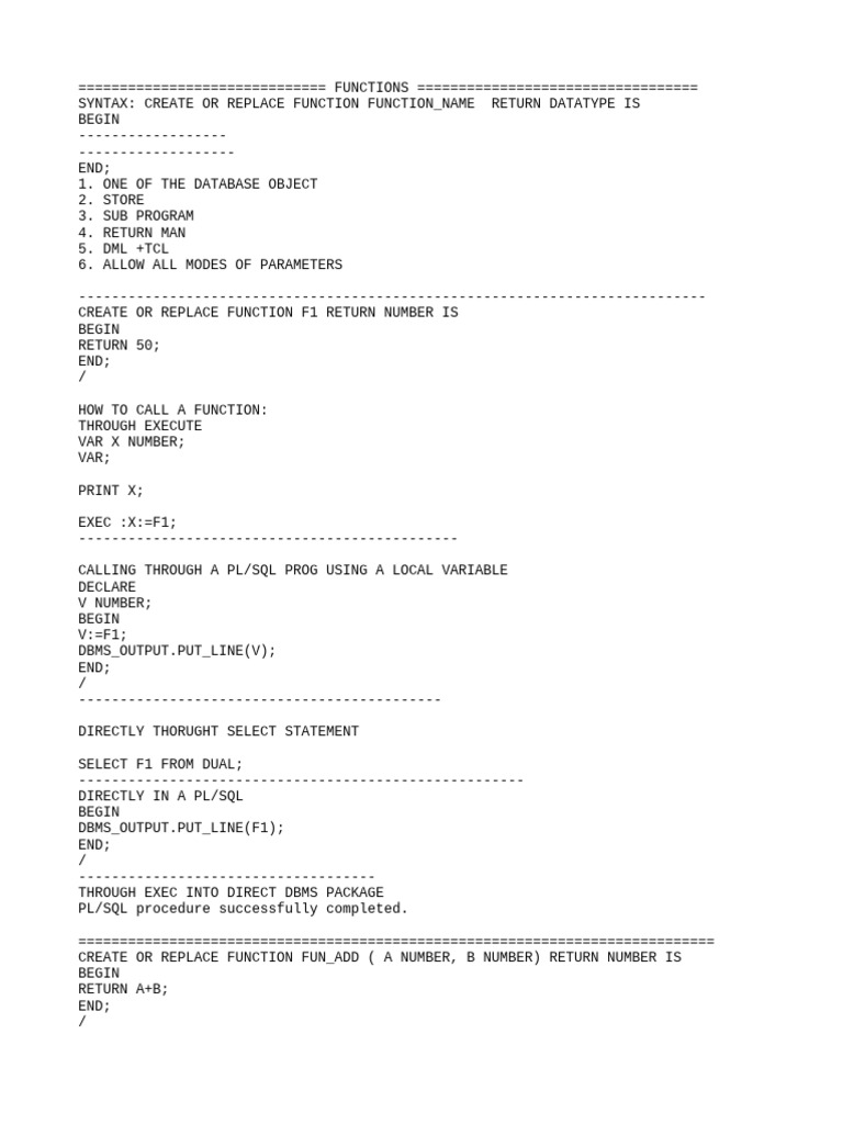 Functions | PDF | Pl/Sql | Sql Functions | PDF | Pl/Sql | Sql