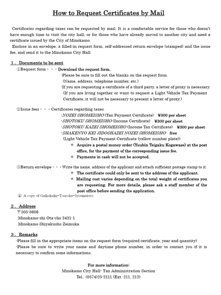 How To Request Certificates by Postal Mail | PDF | Mail | Envelope