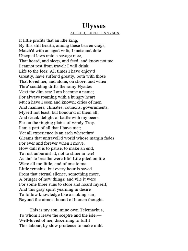 Ulysses-Poem Text-1 | PDF | Poetry