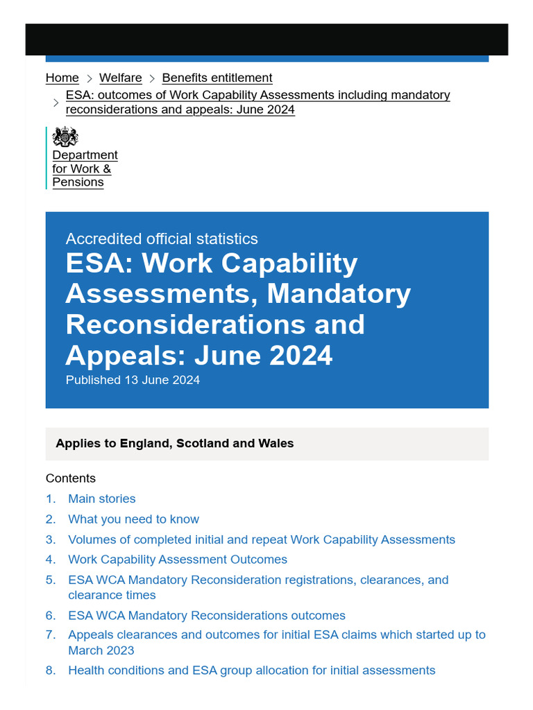 ESA - Work Capability Assessments, Mandatory Reconsiderations and ...