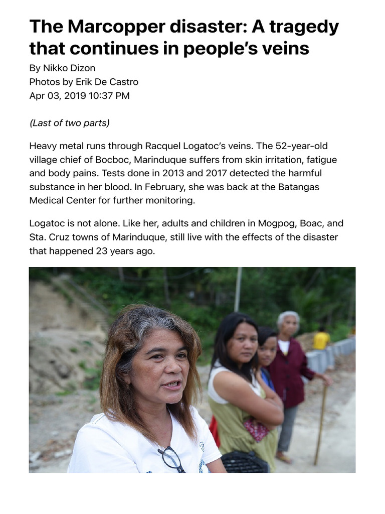 B The Marcopper Disaster A Tragedy That Continues in People's Veins | PDF