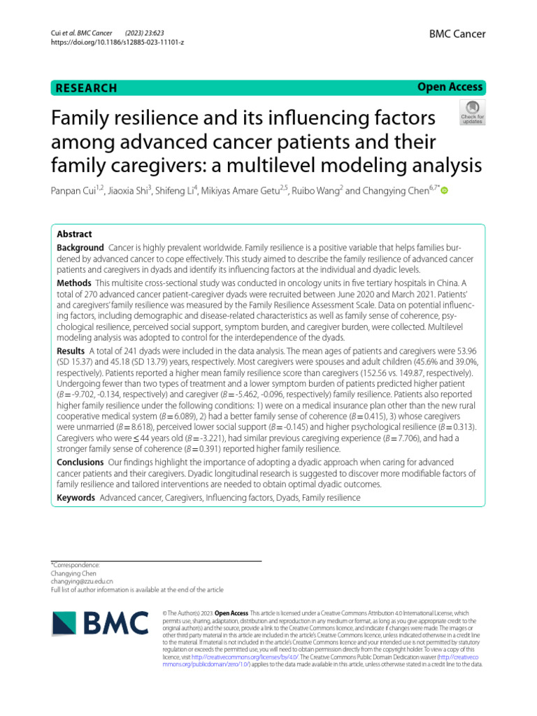 Family Resilience and Its Infuencing Factors | PDF | Psychological Resilience | Caregiver