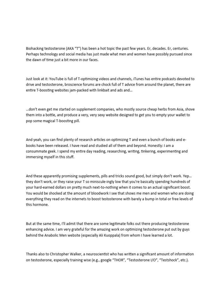 Biohacking Testosterone | PDF | Luteinizing Hormone | Testosterone
