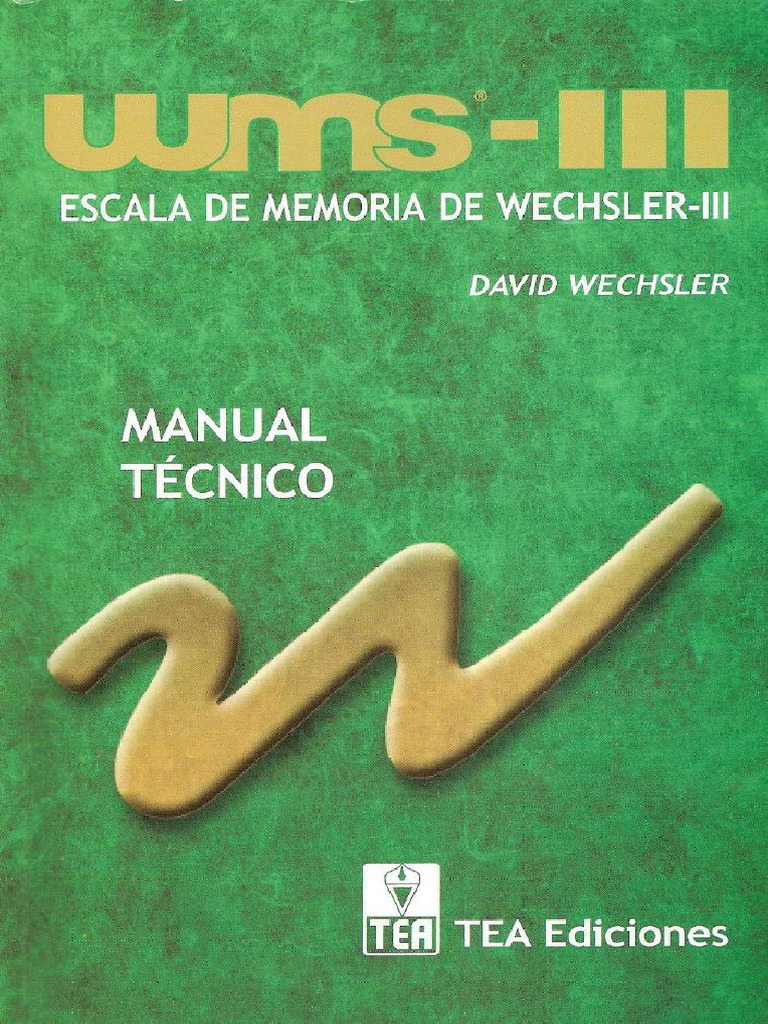 Manual Escala de Memoria de Wechsler III | PDF