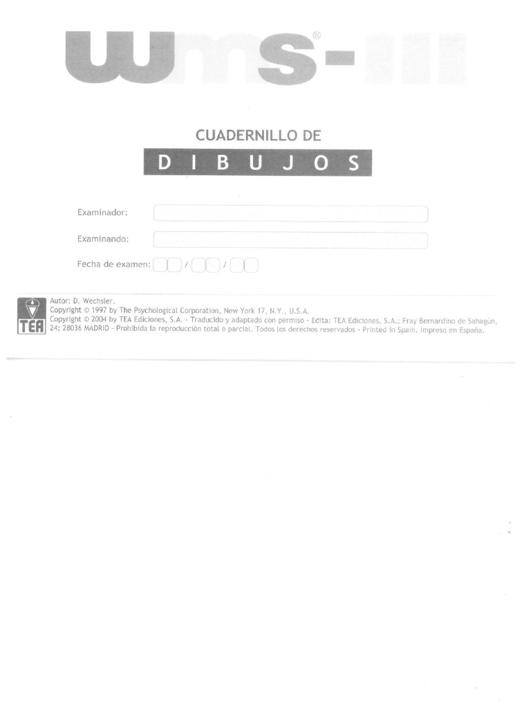 Cuadernillo Dibujos Original WMS-III | PDF