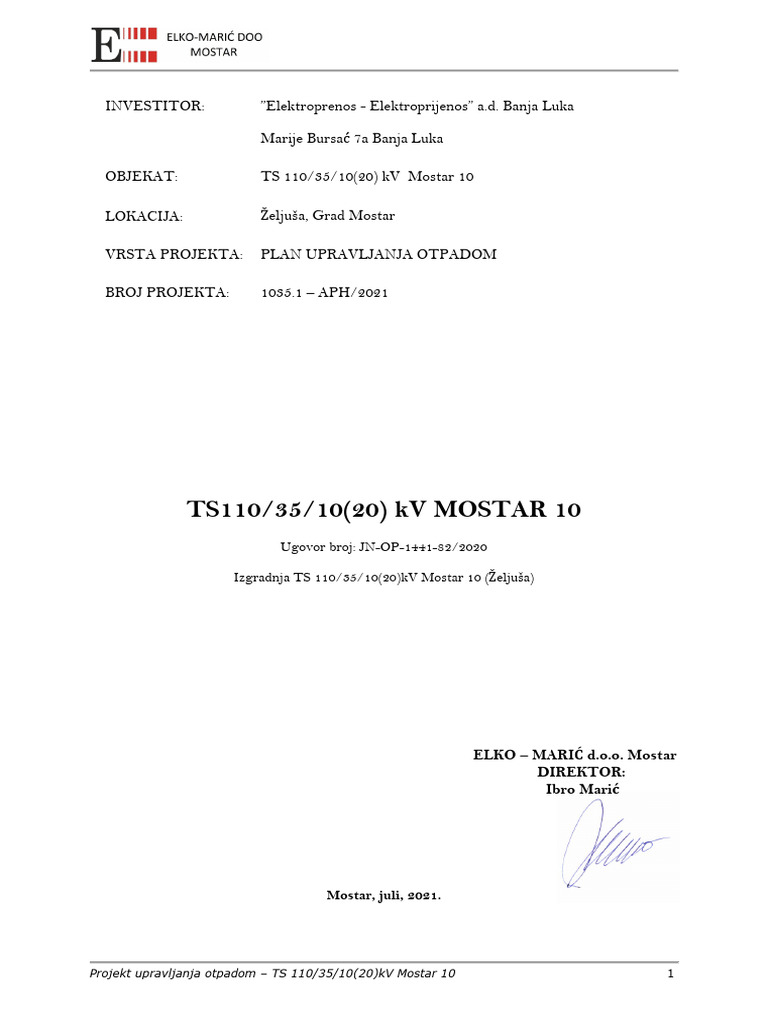 Plan Upravljanja Otpadom | PDF