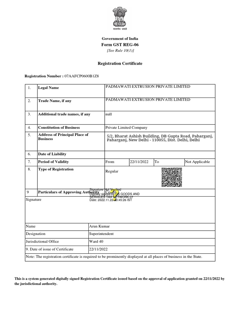 Form GST REG-06: (See Rule 10 (1) ) | PDF