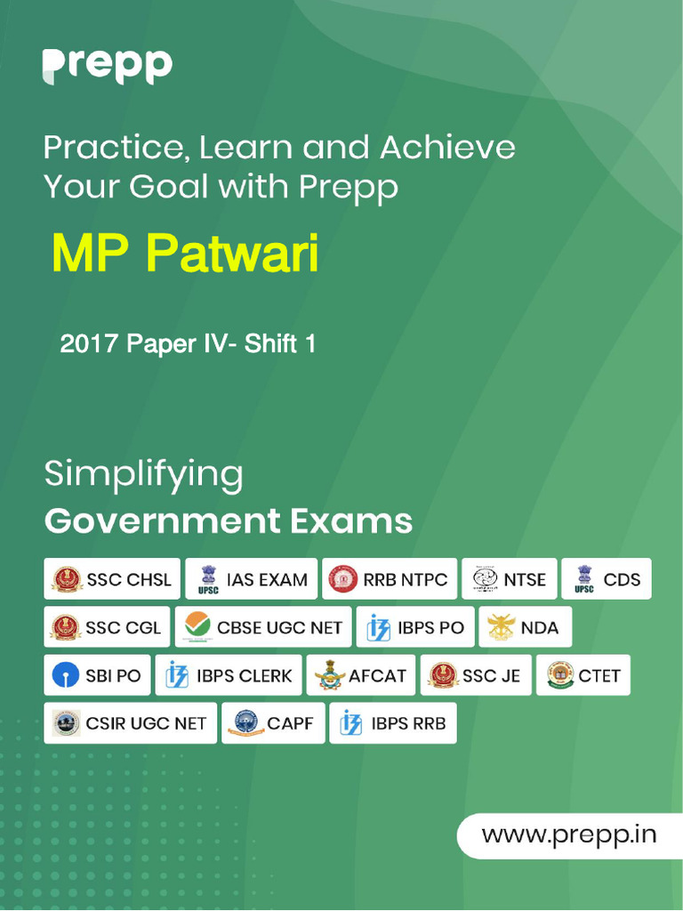 MP Patwari: 2017 Paper IV-Shift 1 | PDF | Multiple Choice | Methodology