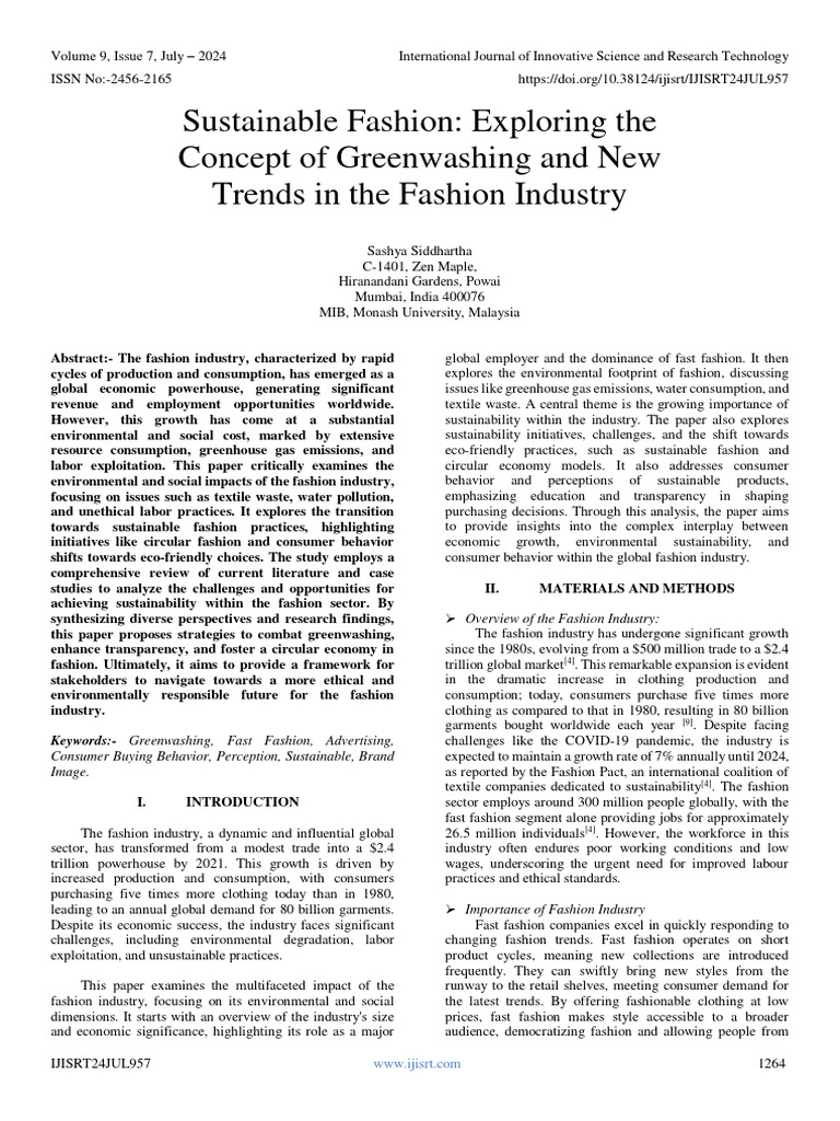 Sustainable Fashion: Exploring The Concept of Greenwashing and New ...