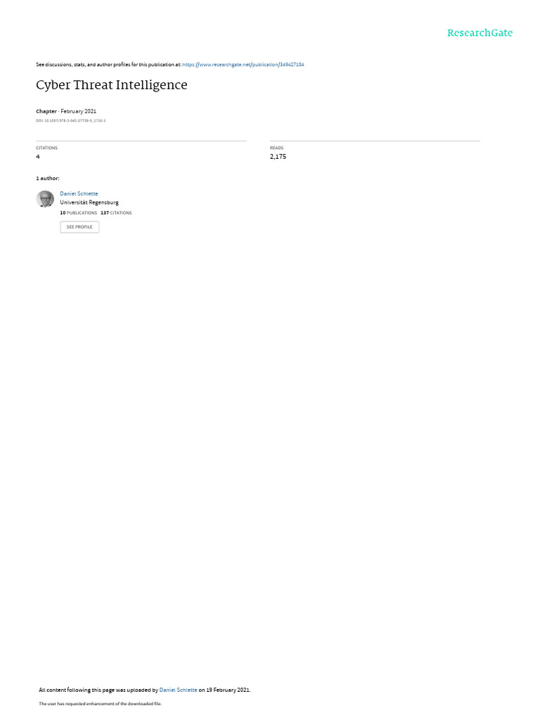 SCHL Ette 2021 Cyber Threat Intelligence | PDF | Security | Computer Security