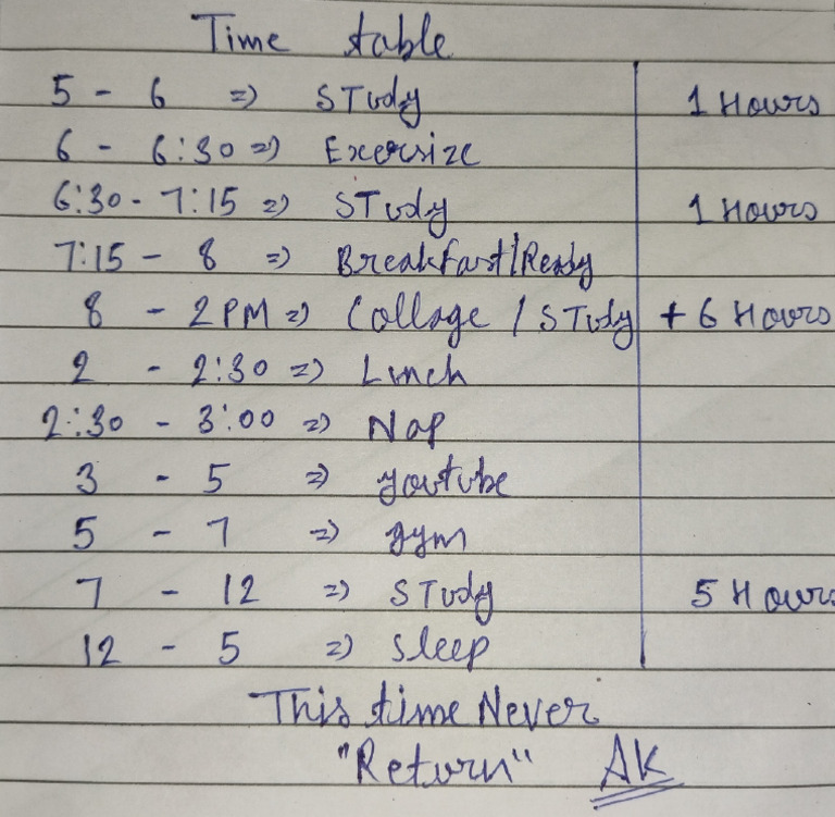 Time Table Daily - Cropped | PDF