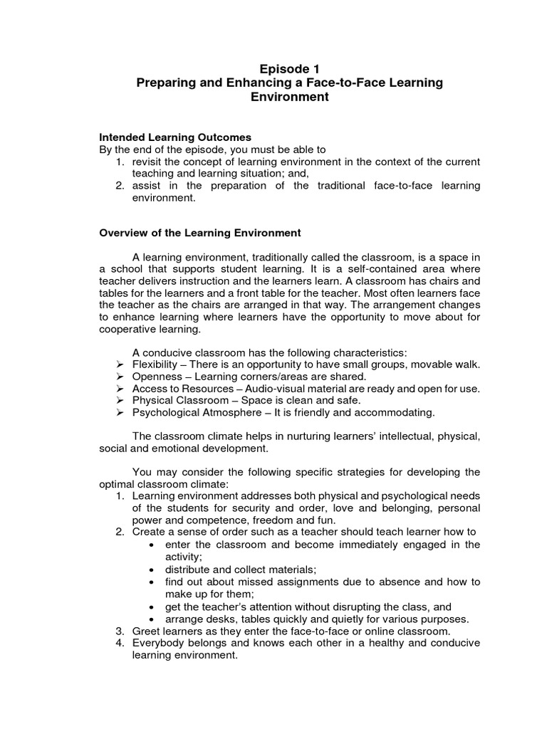 Episode 1 Clarifying Task | PDF | Classroom | Learning