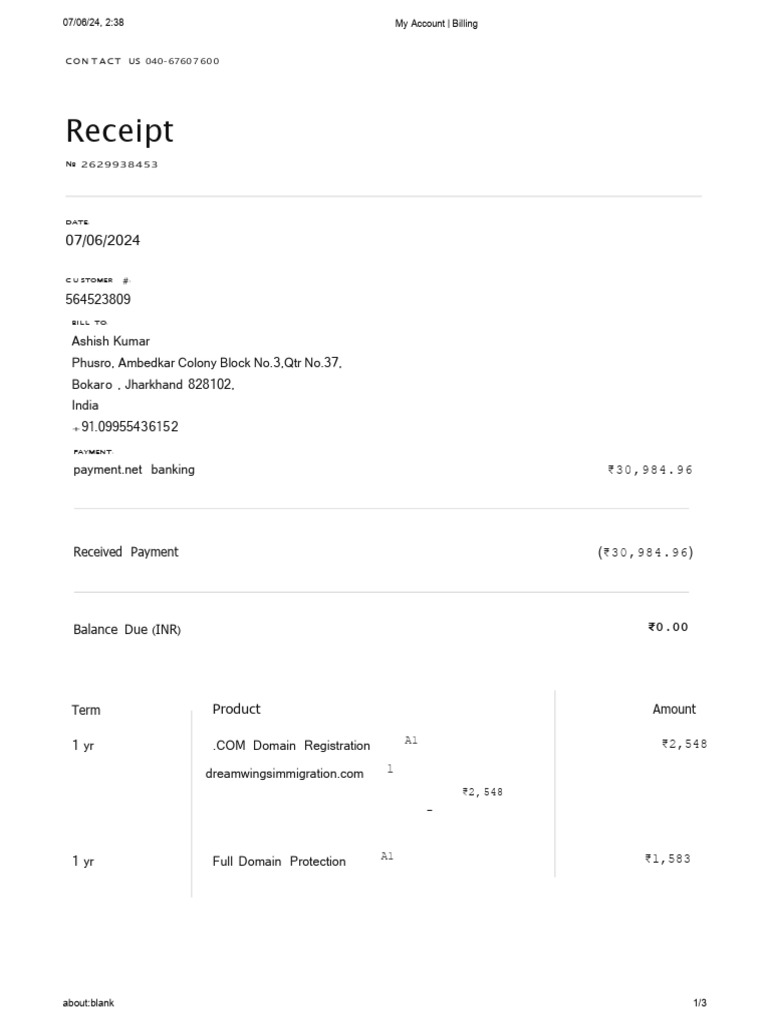 Go Daddy Bill-1 | PDF | Economies | Government Finances