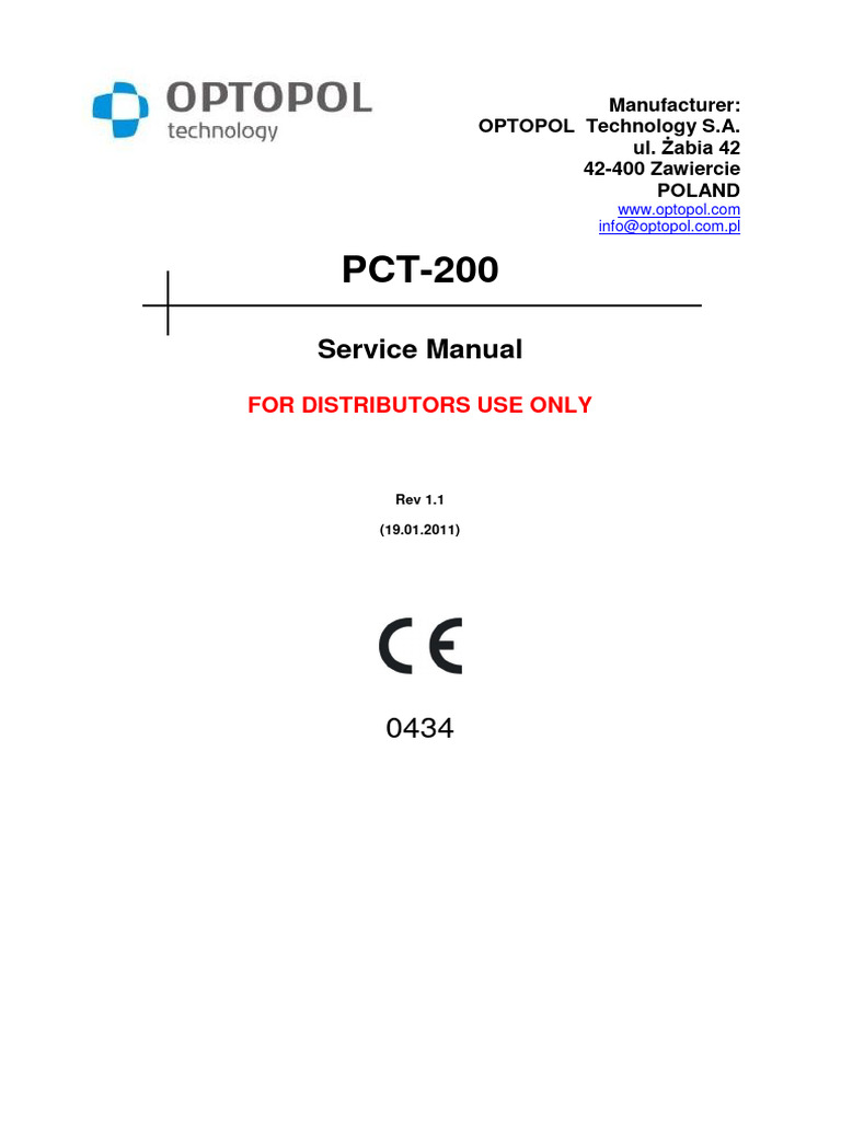 PCT-200 Service Manual for Distributors | PDF | Installation (Computer ...