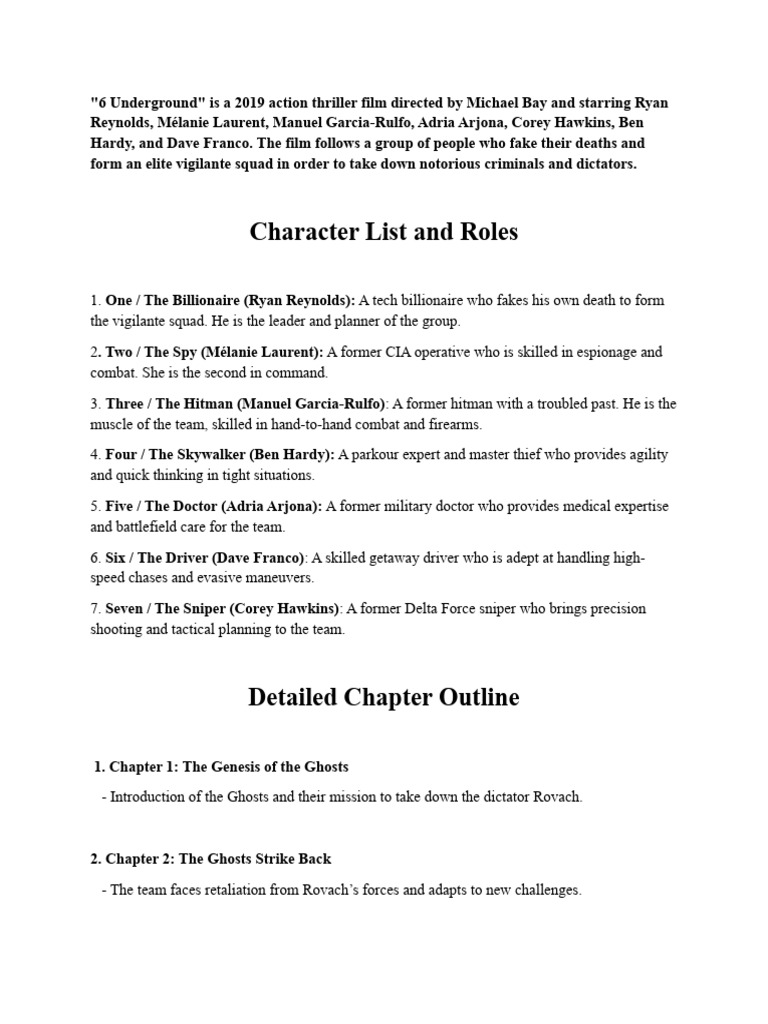 "6 Underground: Character Roles & Plot" | PDF
