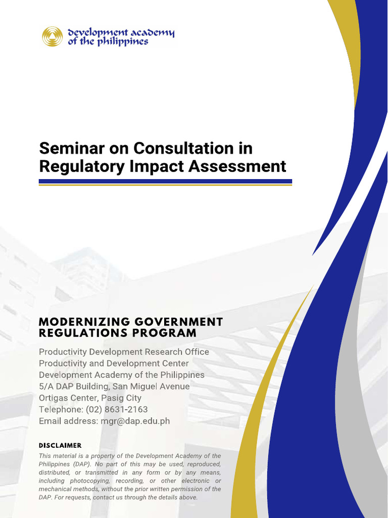 RIA Seminar: Enhancing Regulatory Quality | PDF | Cost–Benefit Analysis ...