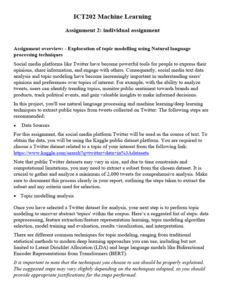 ICT202 Machine Learning - Assignment 2 | PDF | Machine Learning | Data