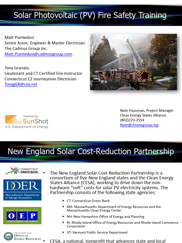 CESA PV Fire Safety Training Slides | PDF | Photovoltaic System ...