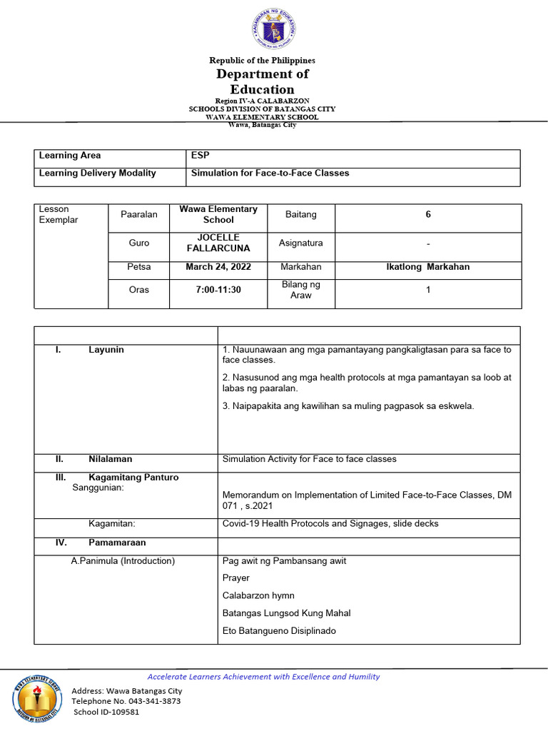 Simulation Day - Daily Lesson Plan-Template-2021-2022 | PDF | Learning ...