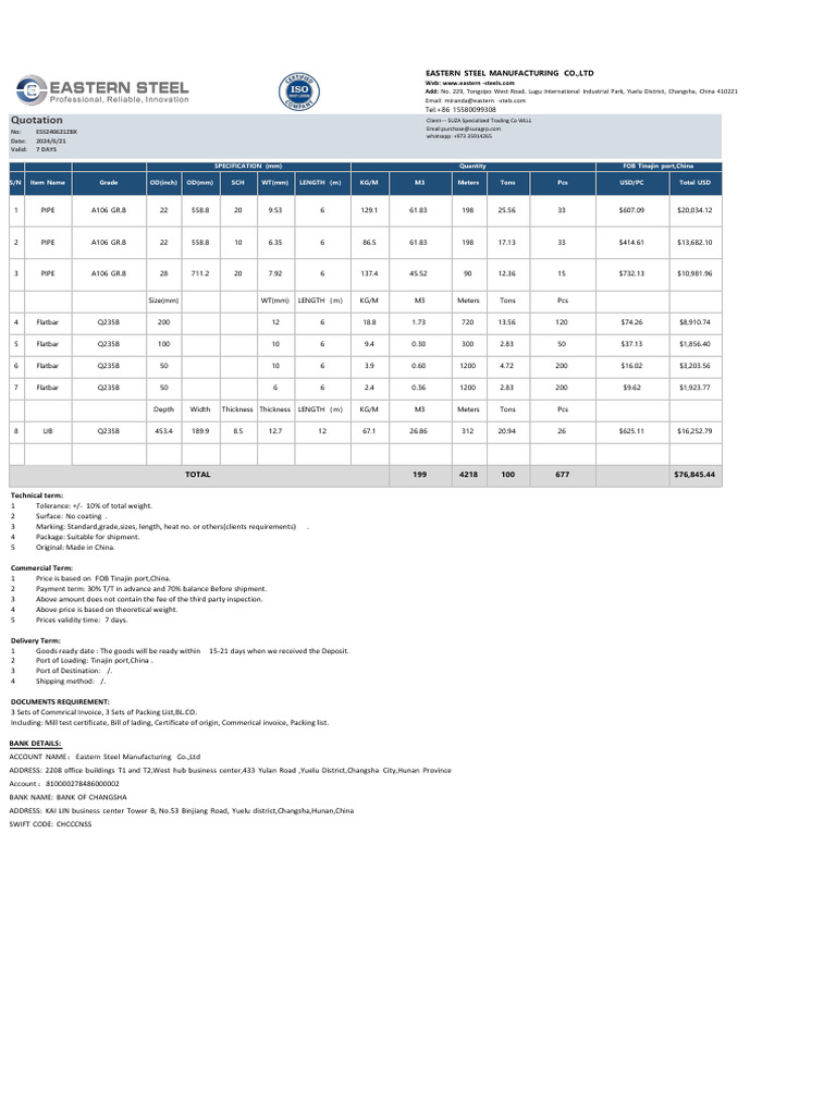 ESS Quotation-Pipe | PDF