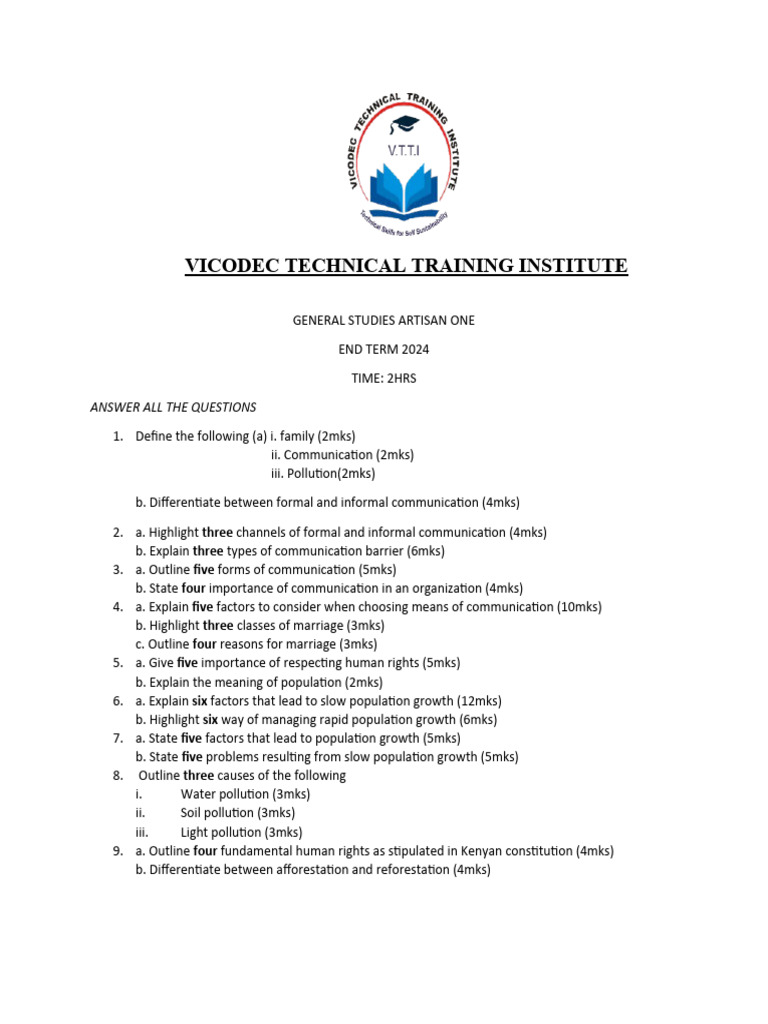 General Studies Artisan Exam 2024 | PDF