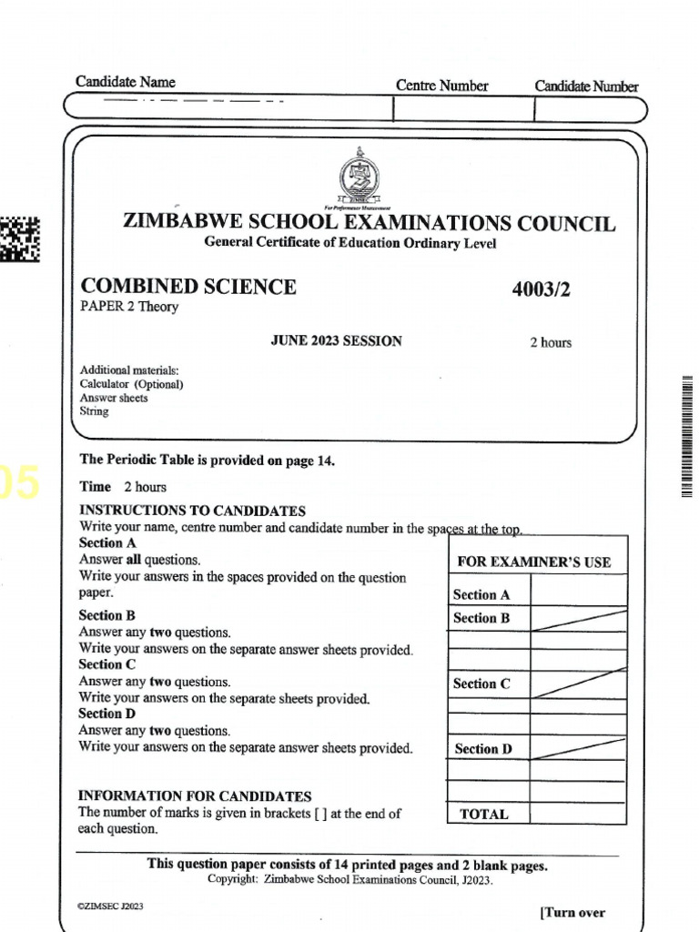 Combined Science p2 June 2023 | PDF